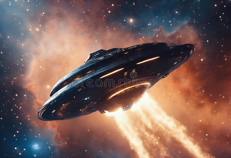 A Breathtaking Scene of a Science Fiction-style Spacecraft Flying ...