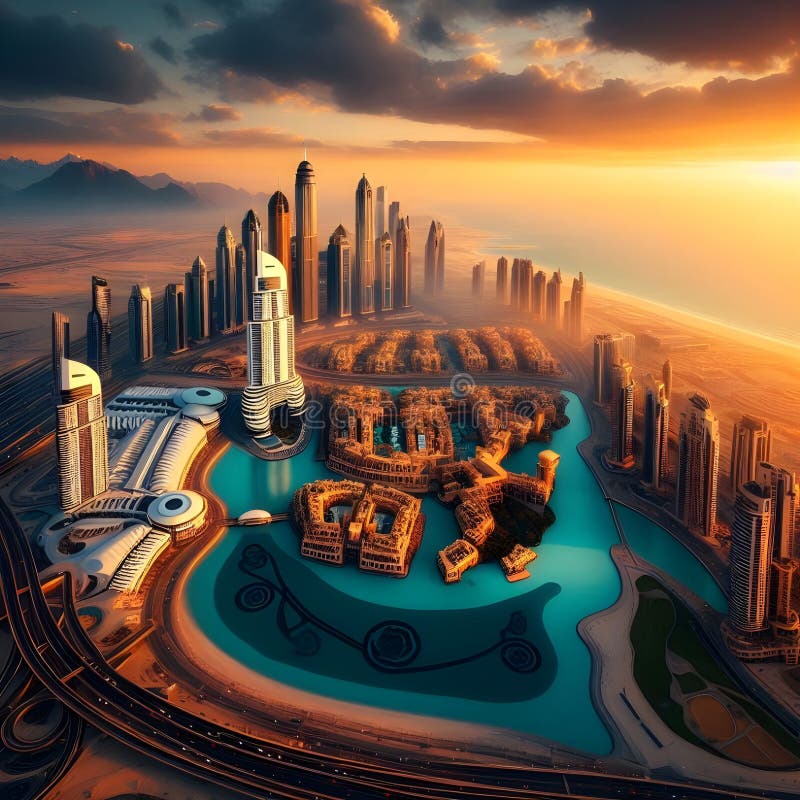 Breathtaking Scenery of Dubai, UAE Stock Illustration - Illustration of ...