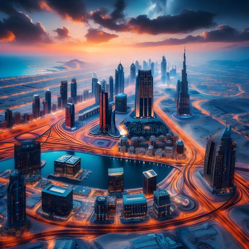 Breathtaking Scenery of Dubai, UAE Stock Illustration - Illustration of ...