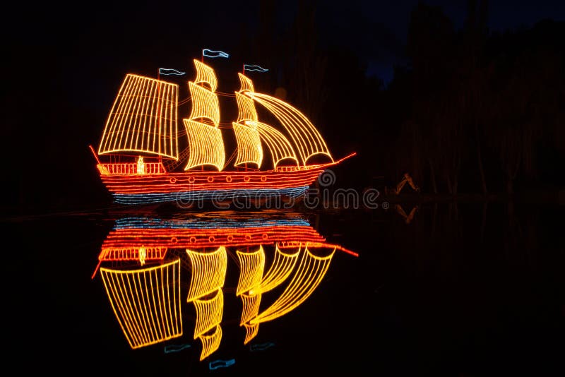 Breathtaking Shot of a Ship Lighting Up Spreading Beauty Around Stock ...