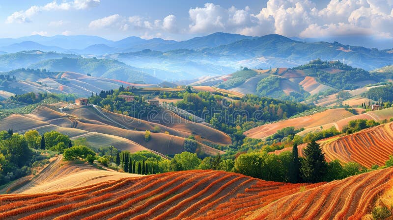 Breathtaking Summer Landscape of Rolling Hills Against a Vibrant Blue ...