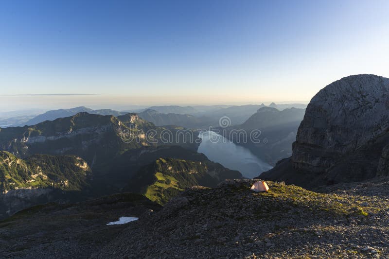 Breathtaking Sunrise Over Gitschen in the Swiss Alps Stock Photo ...