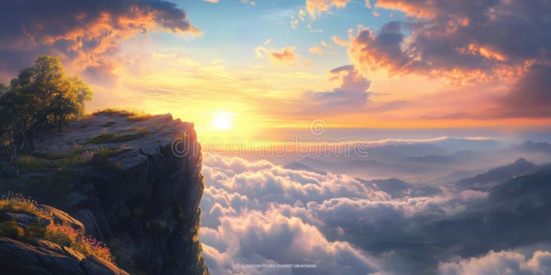 Breathtaking Sunrise Over Mountain Landscape with Clouds and Rocky ...