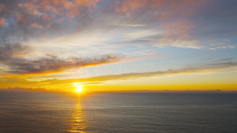 Breathtaking Sunset in the Calm Ocean at the Cabo Da Roca, Portugal ...