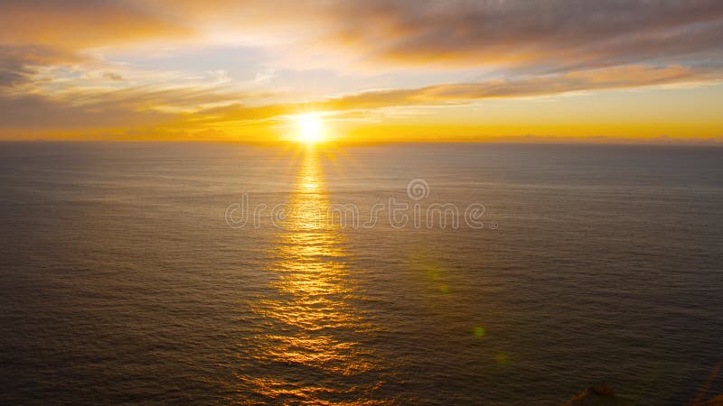 Breathtaking Sunset in the Calm Ocean at the Cabo Da Roca, Portugal ...