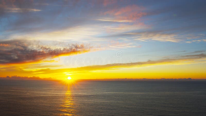 Breathtaking Sunset in the Calm Ocean at the Cabo Da Roca, Portugal ...