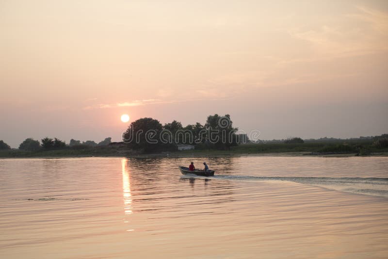Breathtaking Sunset in Danube Delta, Romania, in a Summer Day Stock ...
