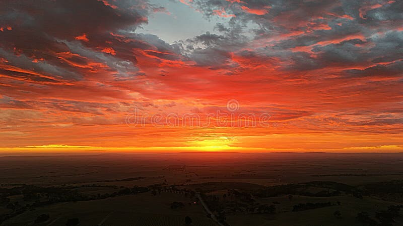 Breathtaking Sunset with Dramatic Red Clouds. Stock Image - Image of ...