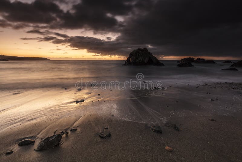 Breathtaking Sunset Over the Ocean in Lizard Peninsular, Cornwall, UK ...