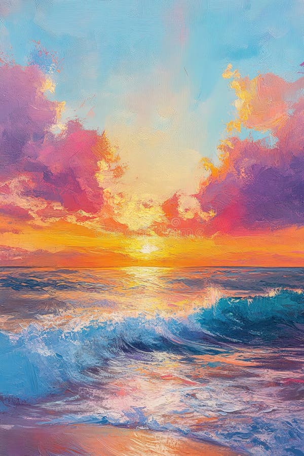 Breathtaking Sunset Over the Ocean with Vibrant Colors and Dynamic ...