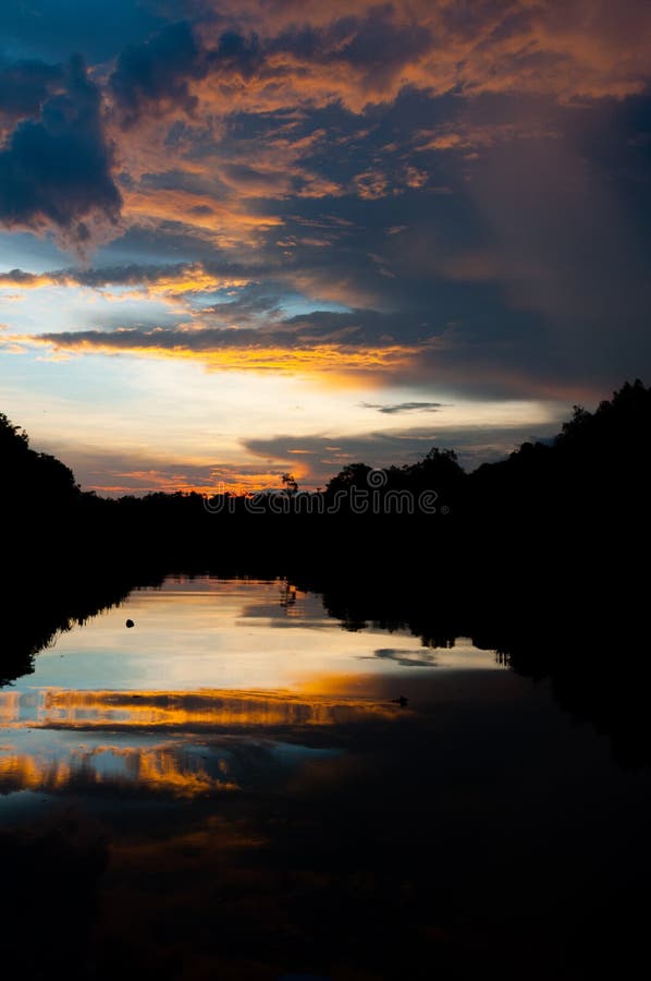 Breathtaking Sunset with Reflection on River Stock Image - Image of ...