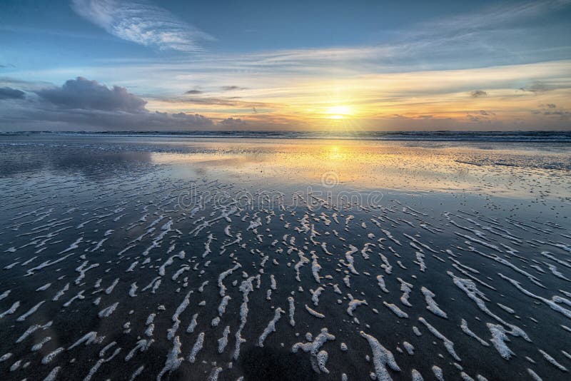 Breathtaking Sunset Scenery Over the Foamy Ocean Stock Image - Image of ...