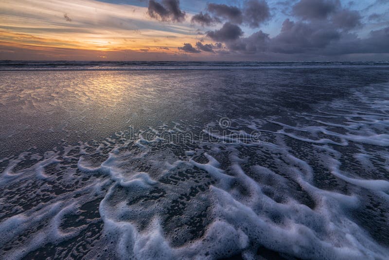 Breathtaking Sunset Scenery Over the Foamy Ocean Stock Photo - Image of ...