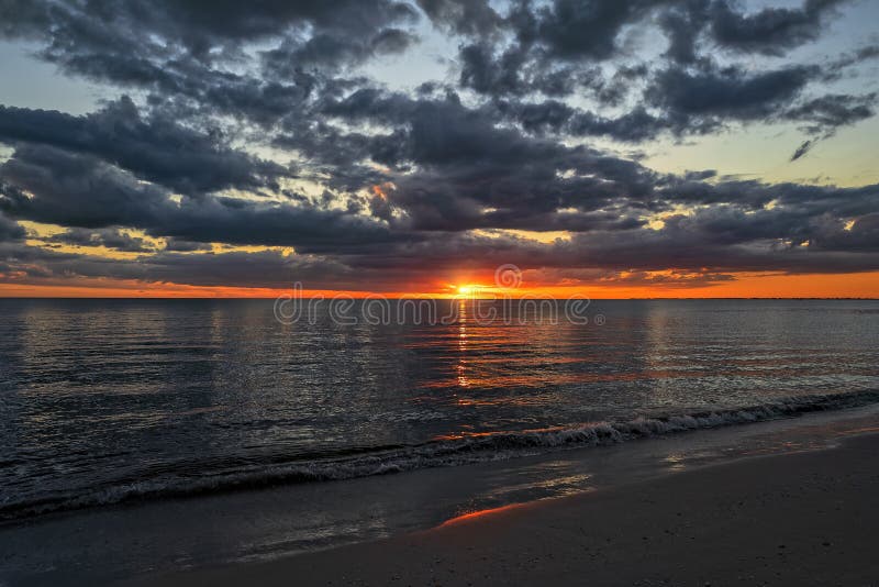 Breathtaking Sunset View in the Cloudy Sky Over the Ocean Stock Image ...