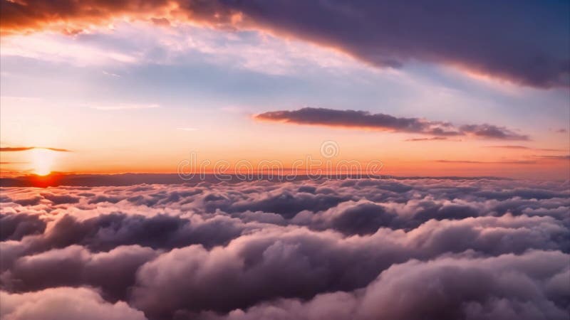 Aerial Sunset Over Clouds stock footage. Video of heaven - 347211570