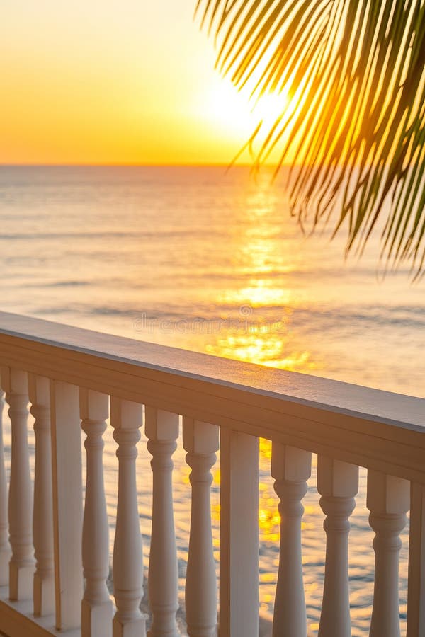 Breathtaking Tropical Sunset View from a Romantic Balcony Overlooking ...