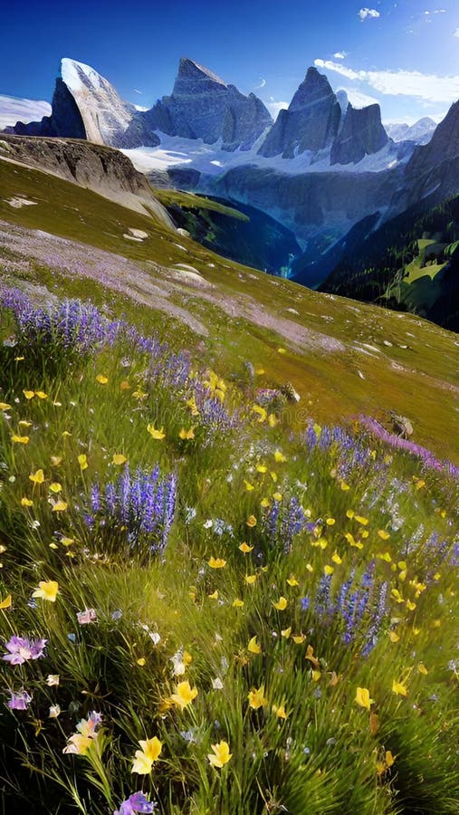Breathtaking View from an Alpine Meadow Illustration Artificial ...