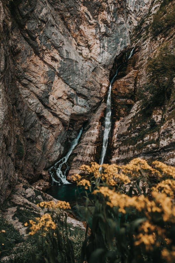 Breathtaking View of the Beautiful Waterfall Streaming Down from the ...