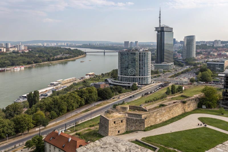 Panoramic View of Belgrade Waterfront with Sava River Stock ...