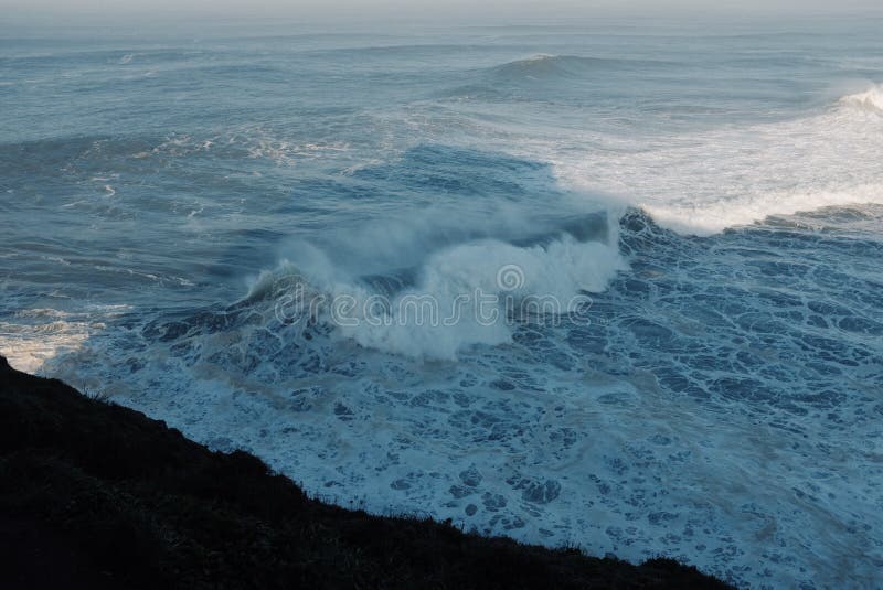 Breathtaking View of a Big Wave Breaking at Sunrise Stock Photo - Image ...