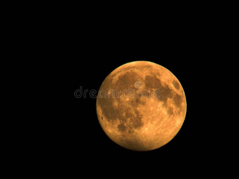 Breathtaking View of Bright Golden Moon in the Black Sky Stock Image ...