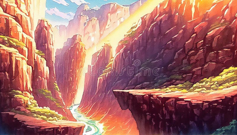 A Breathtaking View Of A Canyon Or Gorge With Towering Cliffs On Both Sides And A River Running