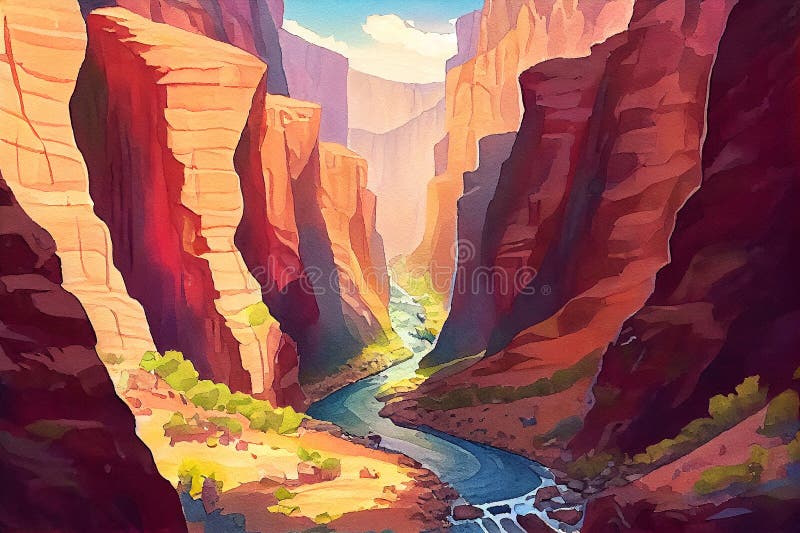 A Breathtaking View of a Canyon or Gorge with Towering Cliffs on Both ...