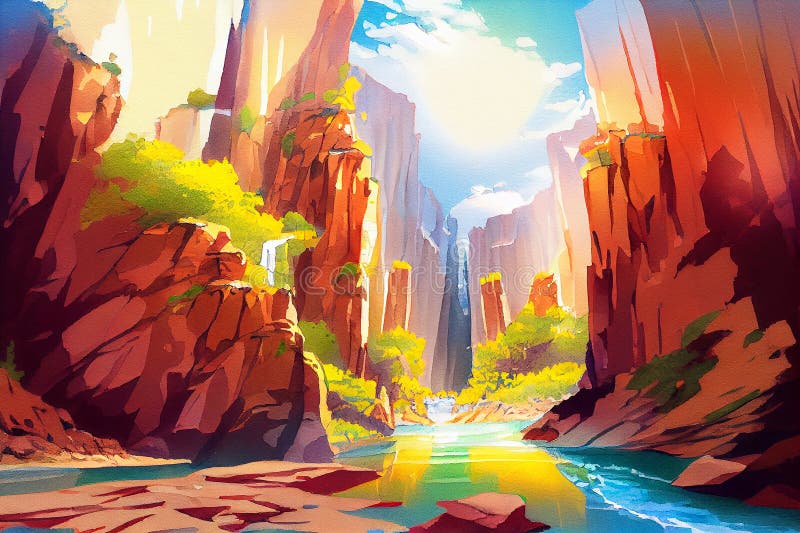 A Breathtaking View of a Canyon or Gorge with Towering Cliffs on Both ...