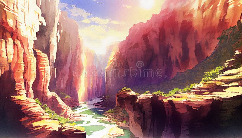 A Breathtaking View of a Canyon or Gorge with Towering Cliffs on Both ...