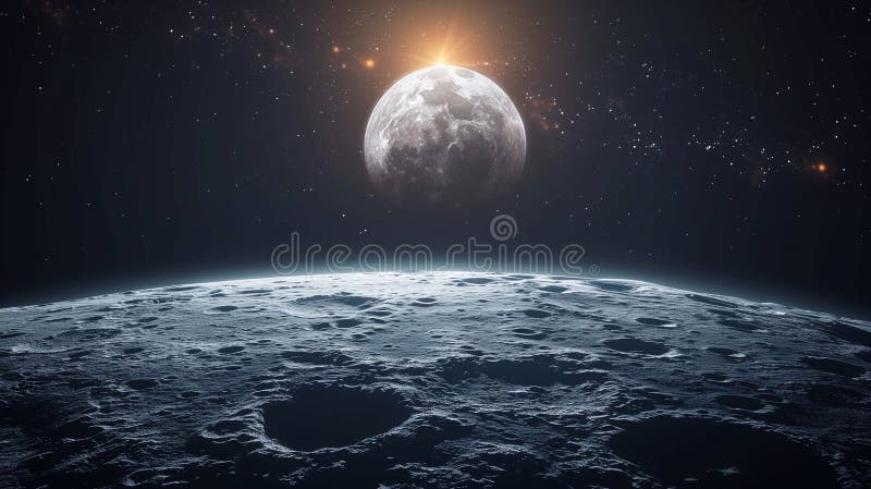 A Breathtaking View Captures the Moon Rising Above a Planet S Surface ...