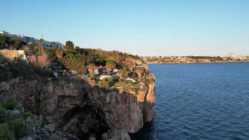 Scenic Coastal View of Antalya S Cliffs and Seaside Restaurants during ...