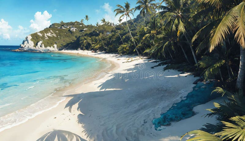 Breathtaking View of Clear Waters, Beautiful Sky, and Sunlit Beach ...