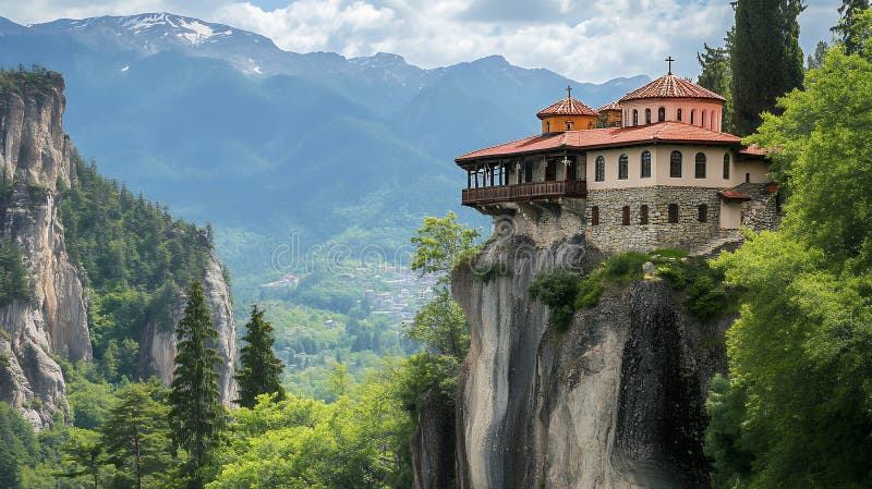 Cliffside Monastery of Meteora, Greece, Blending with the Dramatic ...