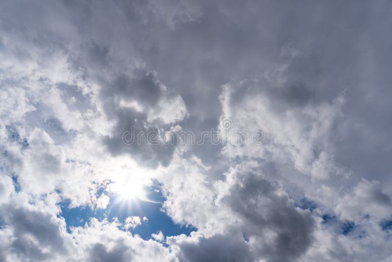 Breathtaking View of the Cloudy, Cold Sky with Some Rays of Sunlight ...