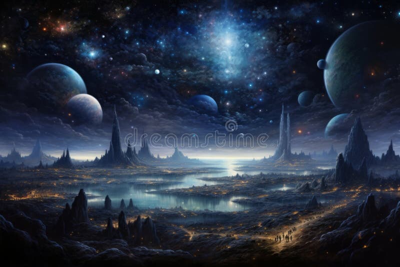 A Breathtaking View of the Cosmic Panorama Stock Illustration ...