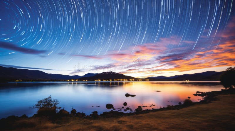 Breathtaking View of the Cosmos. Stars Streaking through the Expansive ...