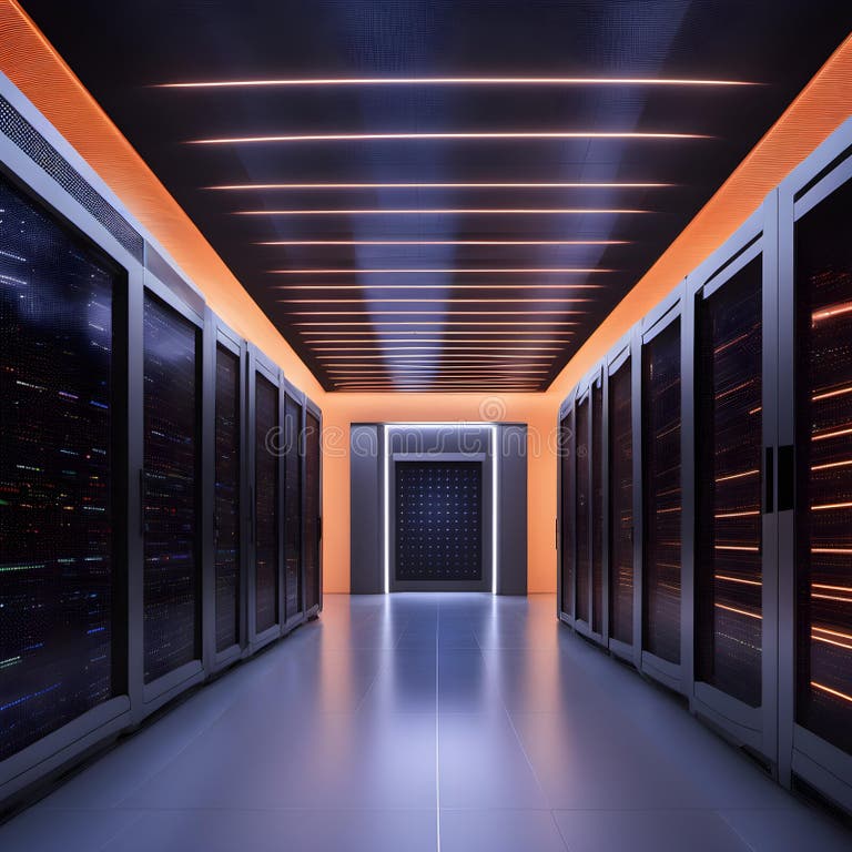 A Breathtaking View of a Cutting-edge Server Room, Illuminated by the ...