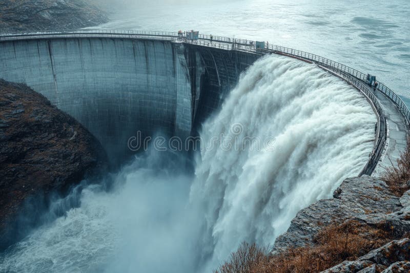 A Breathtaking View of a Dam Overflowing with Rushing Water. this Image ...