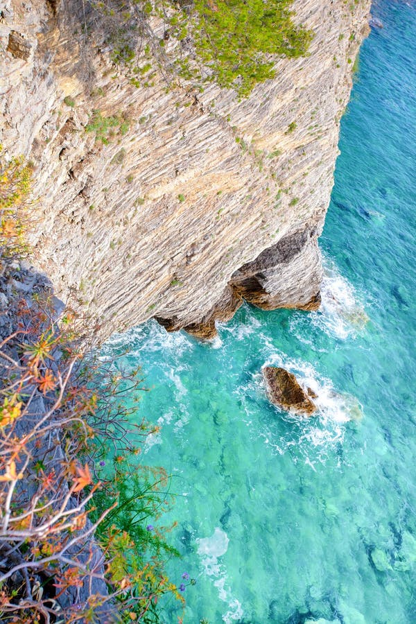 Breathtaking View Down on the Surf from a Sheer Cliff Stock Image ...
