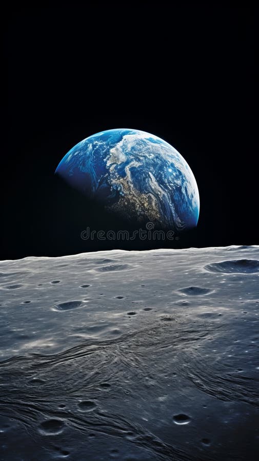 A Breathtaking View of Earth from the Moon Stock Photo - Image of view ...