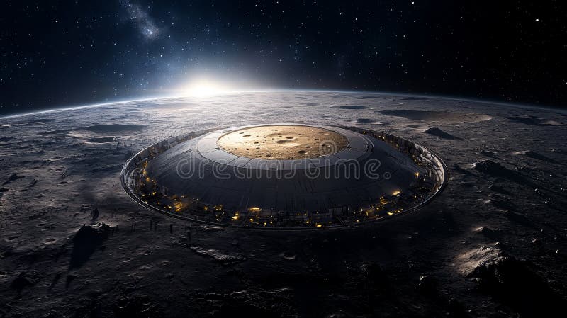 A Breathtaking View of a Futuristic Structure on a Lunar Landscape ...