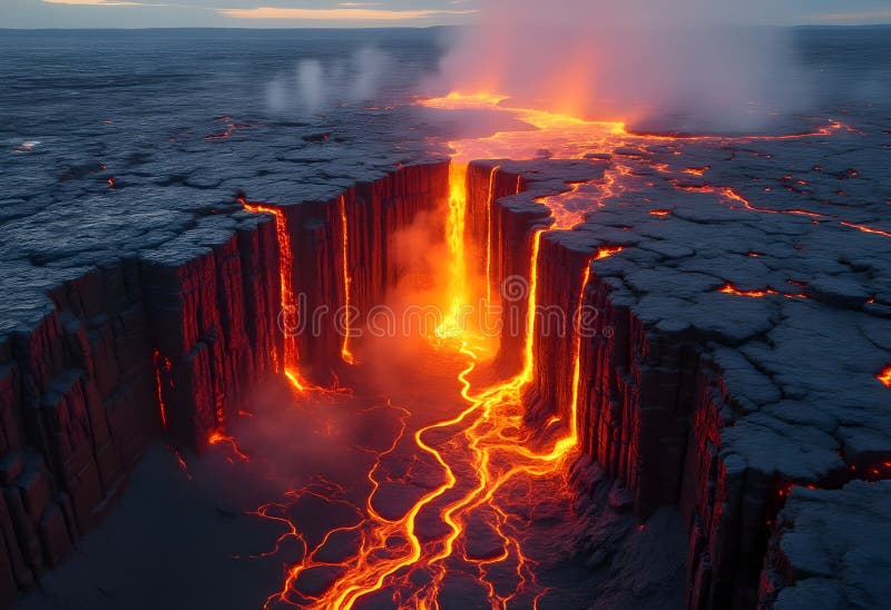Breathtaking View of an Igneous Rock Formation with Molten Lava Flowing ...