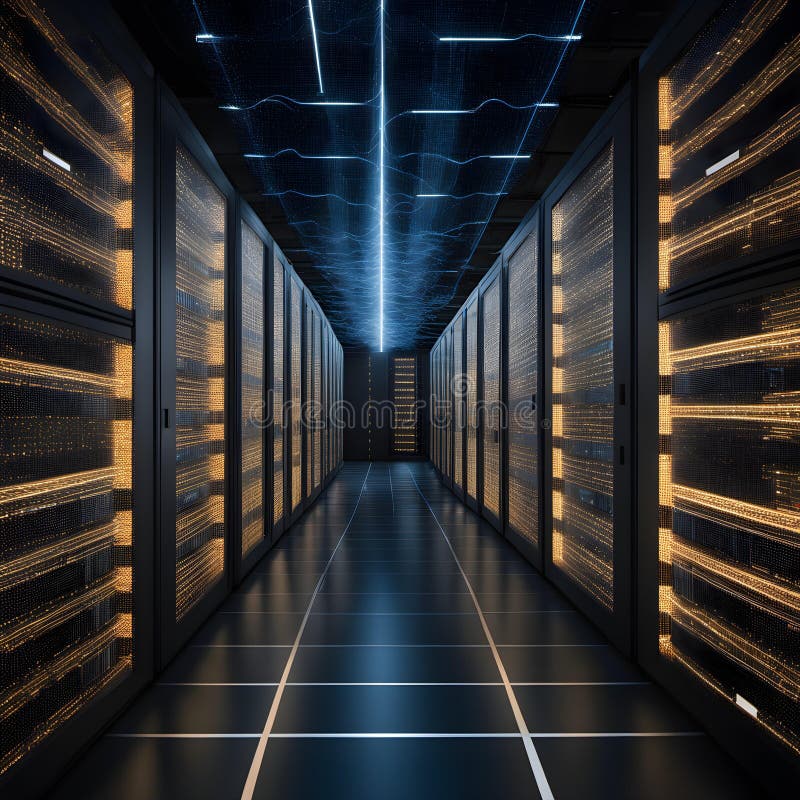 A Breathtaking View Inside a High-tech Server Room Showcasing the ...