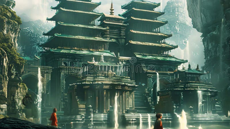 A Breathtaking View of a Majestic Temple Transformed into a ...