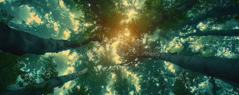 Breathtaking View of Majestic Trees from Ground Perspective with ...