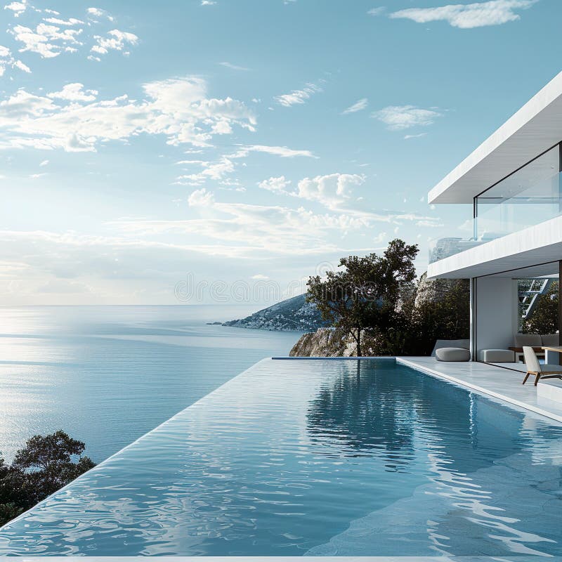 A Breathtaking View of a Modern Infinity Pool with a Seamless Ocean ...