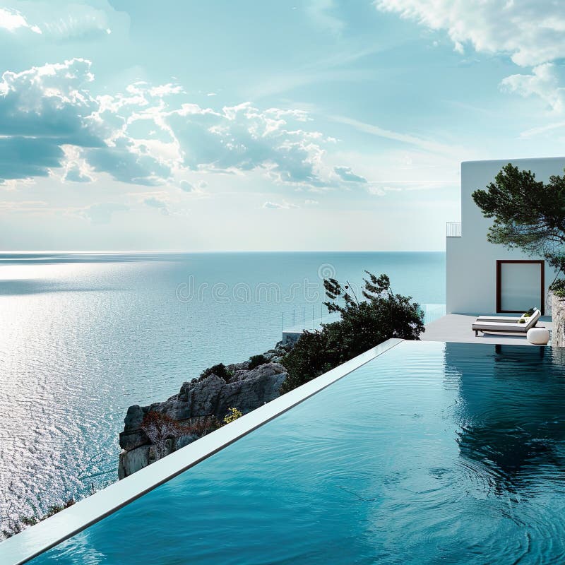 A Breathtaking View of a Modern Infinity Pool with a Seamless Ocean ...