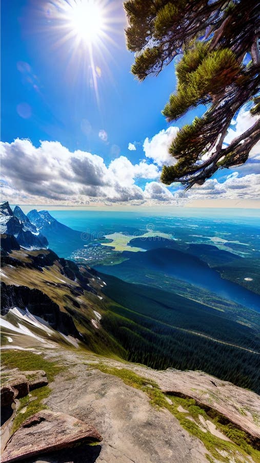 Breathtaking View from a Mountain Summit Illustration Artificial ...