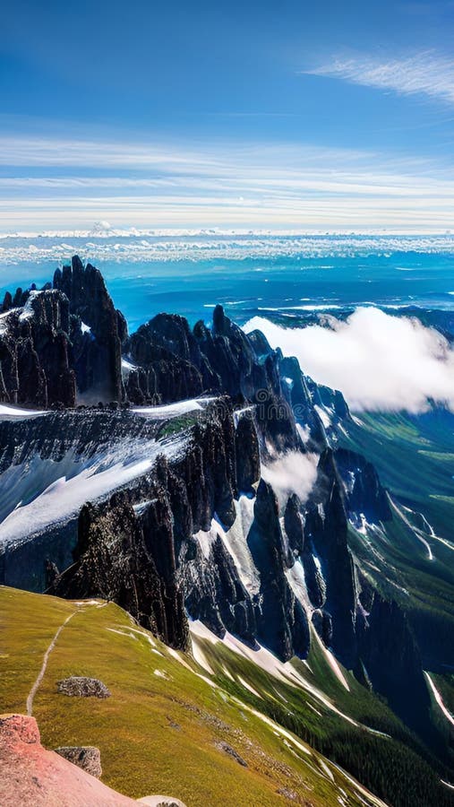 Breathtaking View from a Mountain Summit Illustration Artificial ...