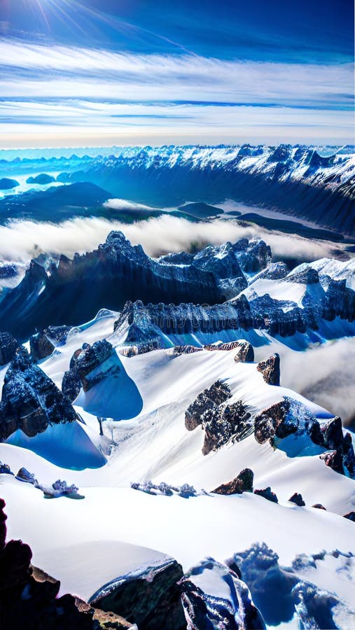 Breathtaking View from a Mountain Summit Illustration Artificial ...